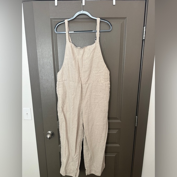 Eileen Fisher | Pants & Jumpsuits | Beige Linen Overalls | Poshmark